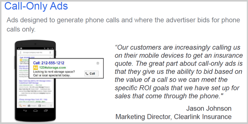 Call only Ads In Search Jeffbullas s Blog